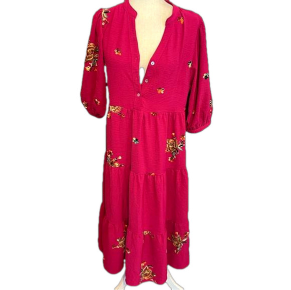 fig and flower | Dresses | Nwot Fig And Flower Embroidered Tiered Maxi ...